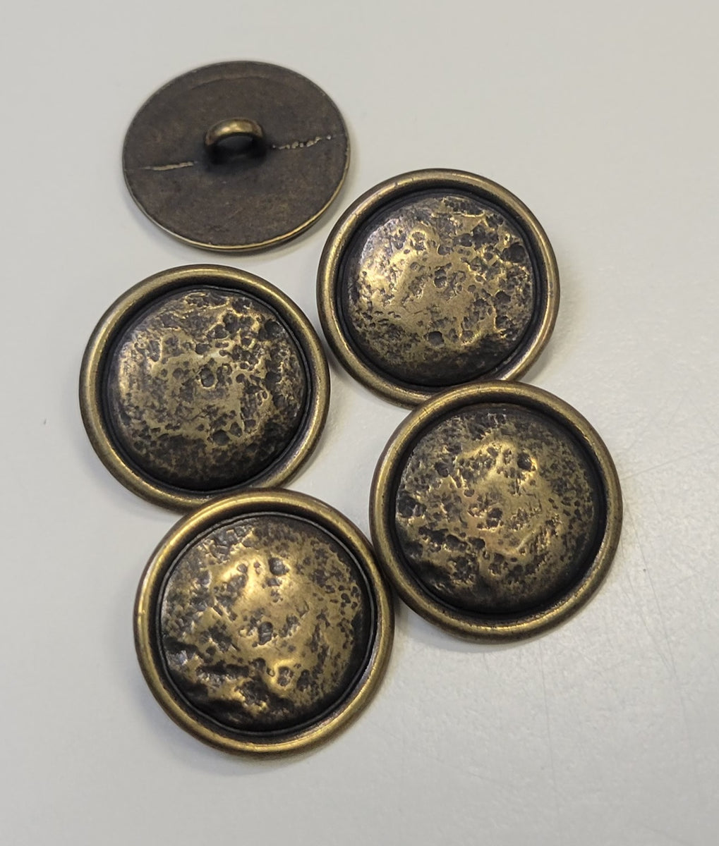 Antique Brass Round Metal Button – Needles 'n Pins Yarn Shoppe
